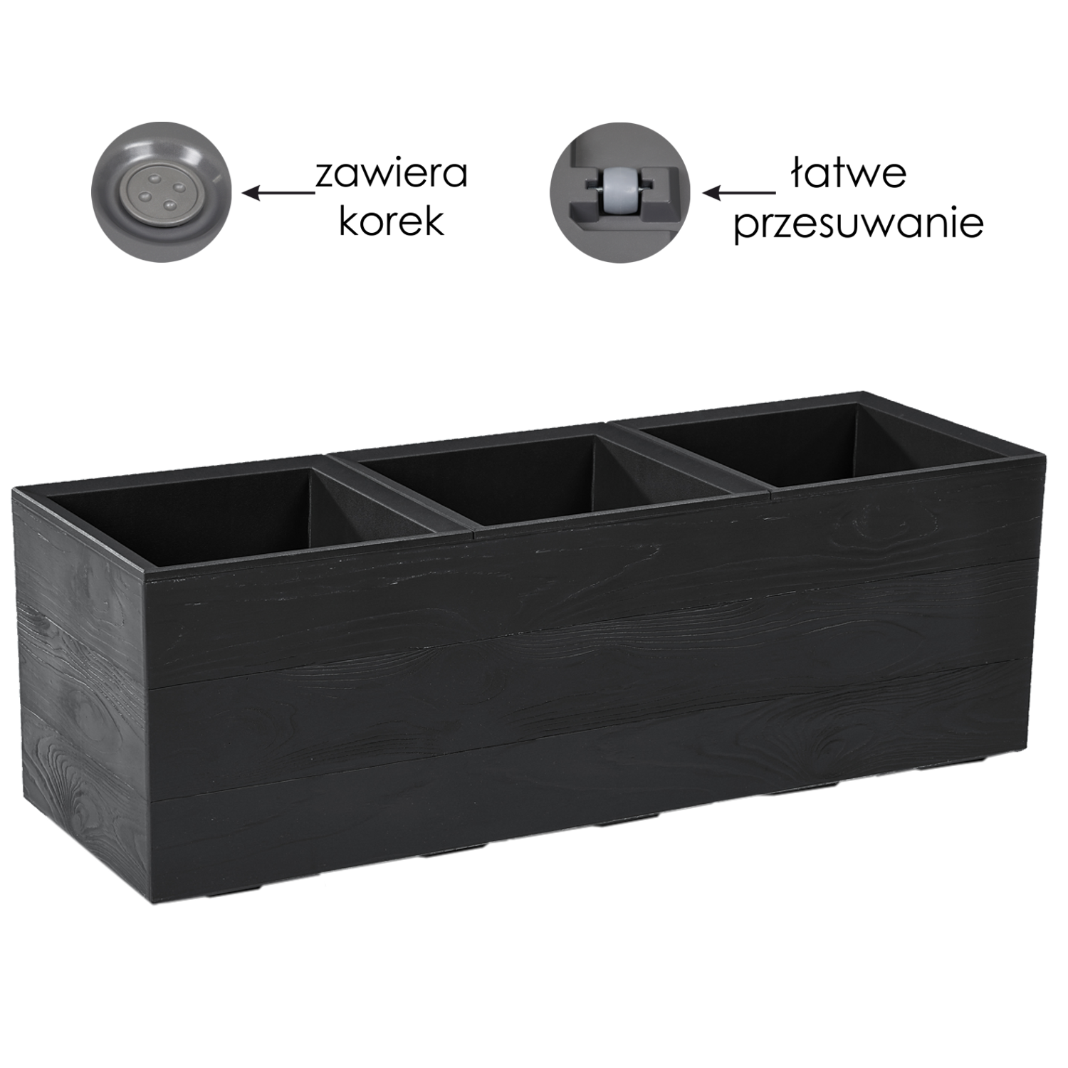 KWIETNIK KARO 900X300MM DESKA RECYCLED CZARNY*48465 | Garden \ Osłonki ...