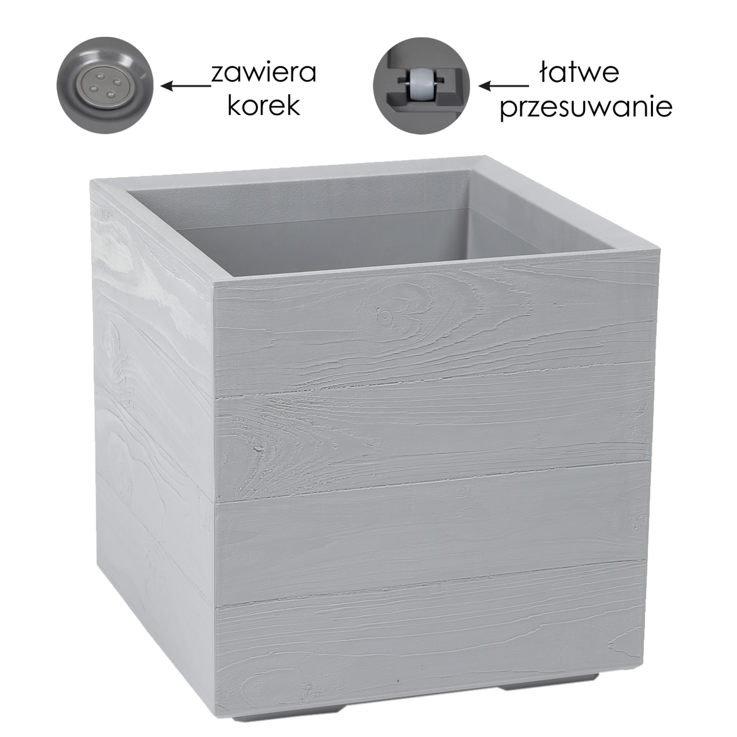 KWIETNIK KARO 400X400MM DESKA RECYCLED SZARY*78916 | Garden \ Osłonki i ...